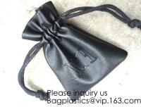 China Black Color PU Leather Double Drawstring Protection Headphone Pouch Bag headphone pouchPU Leather Drawstring Promotiona for sale