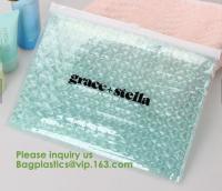 China Compostable metallic glossy holographic private label bubble mailing bag, zip slider clear glitter bubble pouch bag for sale