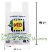 China corn starch based 100% biodegradable bag for food packaging T shirt bags, vest carrier, handle handy bags, singlet pac for sale