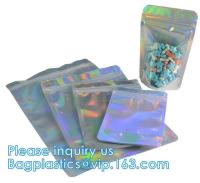 China Holographic Pouch Brightly Custom Printing Logo Laser Three Side Sealed Bag For Lip Eyelash Glue Hairpin for sale