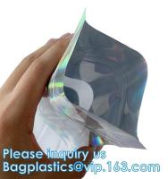 China Bagease pack Recloseable Transparent Front Holographic Stand Up Pouch / Plastic Cosmetic Bag / Nail Polish Packaging for sale