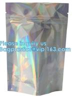 China Bagease pack Recloseable Transparent Front Holographic Stand Up Pouch / Plastic Cosmetic Bag / Nail Polish Packaging for sale