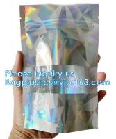 China Bagease pack Recloseable Transparent Front Holographic Stand Up Pouch / Plastic Cosmetic Bag / Nail Polish Packaging for sale