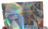 China Bagease pack Recloseable Transparent Front Holographic Stand Up Pouch / Plastic Cosmetic Bag / Nail Polish Packaging for sale
