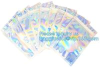 China Bagease pack Recloseable Transparent Front Holographic Stand Up Pouch / Plastic Cosmetic Bag / Nail Polish Packaging for sale