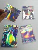 China Bagease pack Holographic Film Resealable Zipper Bag Grip Seal Laminated Plastic Bag Shiny Cosmetic packaging jewelry for sale