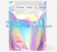 China Bagease Holographic Shinny Mylar bags Eyelash Kit Cosmetic Packaging Bag self-adhesive bag laser hologram neon bags for sale