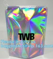 China Metallized mailer pac Hologram Shiny Foil Glamour Holographic Mailers Metallic Mailer Apparel garment clothes Packaging for sale