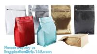 China Aluminum Foil Lined Kraft Paper Square Block Bottom Coffee One-Way Valve Packing Bag With Zipper for sale