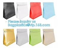 China Aluminum Foil Lined Kraft Paper Square Block Bottom Coffee One-Way Valve Packing Bag With Zipper for sale