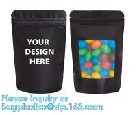 China Stand up Side Gusset Clear Square Flat Bottom Bopp Cello Bag Childproof Zipper Lock Black Matte for sale