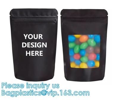 China Stand up Side Gusset Clear Square Flat Bottom Bopp Cello Bag Childproof Zipper Lock Black Matte for sale