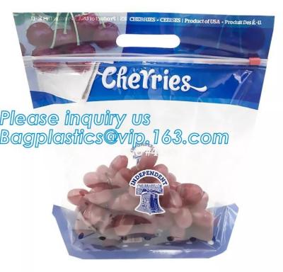 China Fresh Fruit Packaging Bag, Grapes, Cherry, Strawberry Standing pouch With Breath Holes, Slider Storage Bag for sale