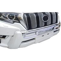 China Pearl White Front Bumper Guard For Toyota FJ150 Prado 2018 With Emblem LED Lights for sale