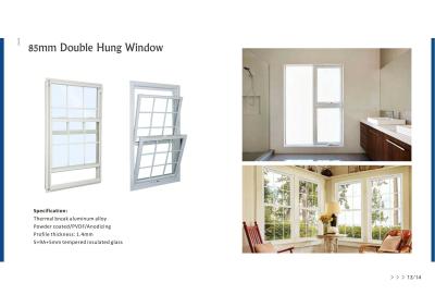 China Easy Installation 85mm Double Glazed Double Hung Aluminium Windows UV Protection for sale