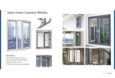 China UV Protected 65mm/55mm Casement Aluminum Window With Screw Fixing for sale