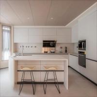 China Deluxe Design Modern Wood Kitchen Cabinets Custom Crafted Home Furniture for sale