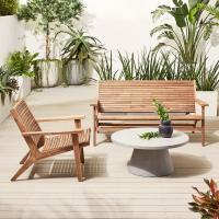 China Easy Assembly Outdoor Wooden Furniture Sofa Chair With UV Resistant PE Rattan for sale