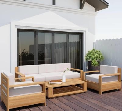 China Comfortable Wood Patio Furniture Set Wood Outdoor Sectional Weather Resistance for sale