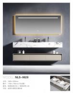 China Modern Double Bowl Bathroom Sink with LED Mirror - Stainless Steel Bracket for sale