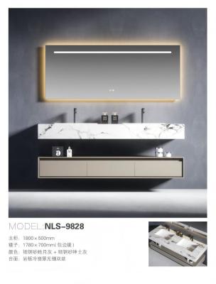 China Modern Double Bowl Bathroom Sink with LED Mirror - Stainless Steel Bracket for sale