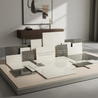 China Satin Finish Ceramic Tiles in Various Sizes Offering Scratch Resistant Surface for Modern Interiors for sale