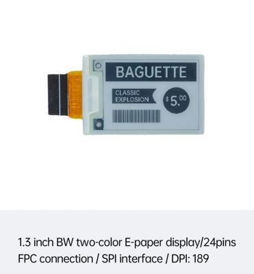 China 1.3inch Black and White E Ink Display with SPI Interface for Electronic Shelf Labels and Smart Home for sale