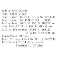 China 7 Inch 800*1280 Pixels Touch Screen Monitor with 36P MIPI Interface LCD Display for sale