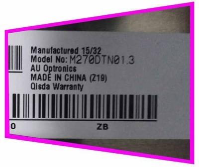 China AUO M270DTN01.3 27 Inch LCD Display Panel with 2560x1440 Pixels 350 cd/m² Brightness and 130 Pin Connector for sale