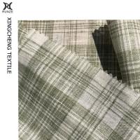 China Green And White Check Linen Fabric For Suits With High- 21S*21S Yarn Count Yarn Dyed for sale