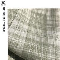 China Green And White Check Linen Fabric For Suits With High- 21S*21S Yarn Count Yarn Dyed for sale