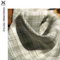 China Green And White Check Linen Fabric For Suits With High- 21S*21S Yarn Count Yarn Dyed for sale