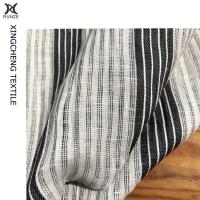 China 21S*21S Anti Pilling Linen Yarn Dyed Black Stripes Fabric Lady Dress Summer Suit Cloth for sale