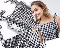 China TWILL 300D Polyester Yarn Dyed Woven Black And White Check Fabric Twill Cloth 57/58 for sale