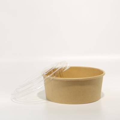 China Custom Disposable Food Paper Packaging Box 1000ml Capacity Kraft Paper Takeaway Round Bowl for sale