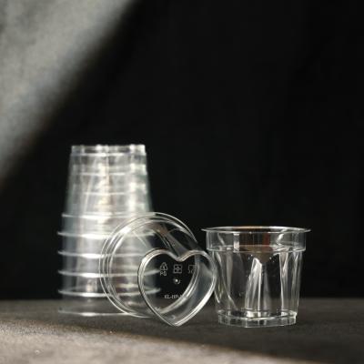 China 4oz Clear PS Plastic Cups Heart Shape Disposable Drinking Cups Custom Logo 70x50x61mm for sale