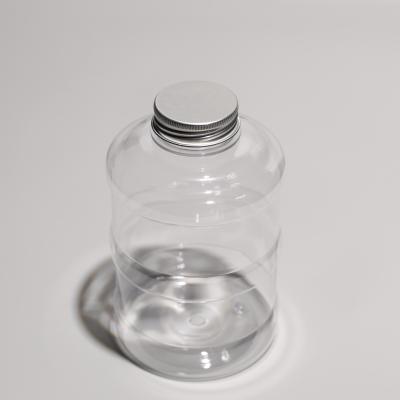 China Transparent PET Plastic Bottle Food Grade 100ml-1000ml with Screw On Aluminum Cap for sale