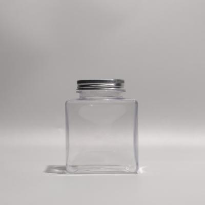 China Square PET Plastic Juice Bottle 500ml Disposable Boba Tea Bottle with Reusable Aluminum Lid for sale