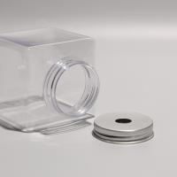 China 500ml Transparent Square PET Bottle with Aluminum Screw Cap for Food Storage for sale