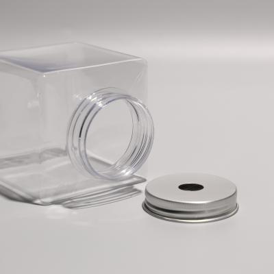 China 500ml Transparent Square PET Bottle with Aluminum Screw Cap for Food Storage for sale