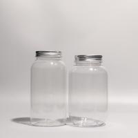 China Round Clear PET Bottle 500ml with Screw On Aluminum Lid BPA Free Food Grade for sale