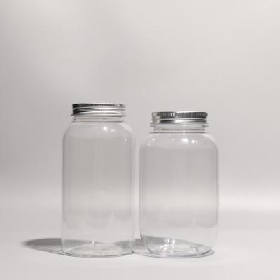 China Round Clear PET Bottle 500ml with Screw On Aluminum Lid BPA Free Food Grade for sale