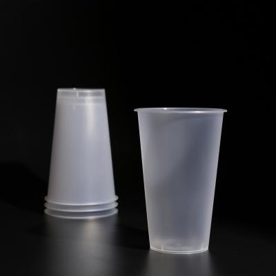 China Custom Logo PP Plastic Flat Lid Round Cup 90x145mm 500pcs BPA Free Disposable for sale