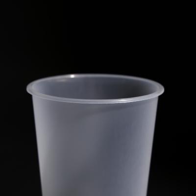 China Custom Logo 16oz Clear White PP Plastic Cup with Flat Dome Lid for Juice Coffee Boba Tea for sale