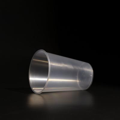 China Custom Logo Clear White PP Plastic Juice Cup 500pcs for Hot Cold Beverages for sale