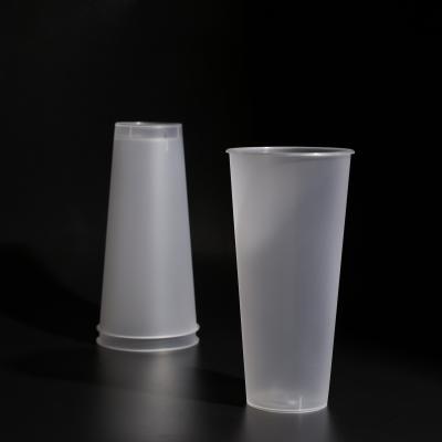 China Clear Round PP Plastic Disposable Cup 700ml for Juice Coffee Boba Tea Takeaway for sale