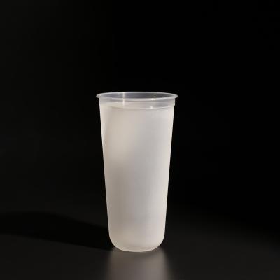 China BPA Free Disposable PP Plastic Juice Cups 500ml 700ml with Flat and Dome Lids for sale