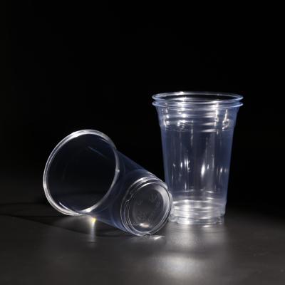 China Customized 14oz PET Cup Holder BPA Free Disposable Cold Drink Cups 1000pcs for sale