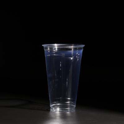 China Custom Logo 16oz Food Grade PET Plastic Cups with Lids for Cold Beverages for sale