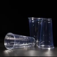 China Customizable 20oz Clear Stackable PET Plastic Cup for Boba Tea Cold Drinks for sale